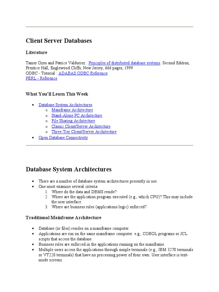 Client Server Databases | PDF | Information Science | Databases