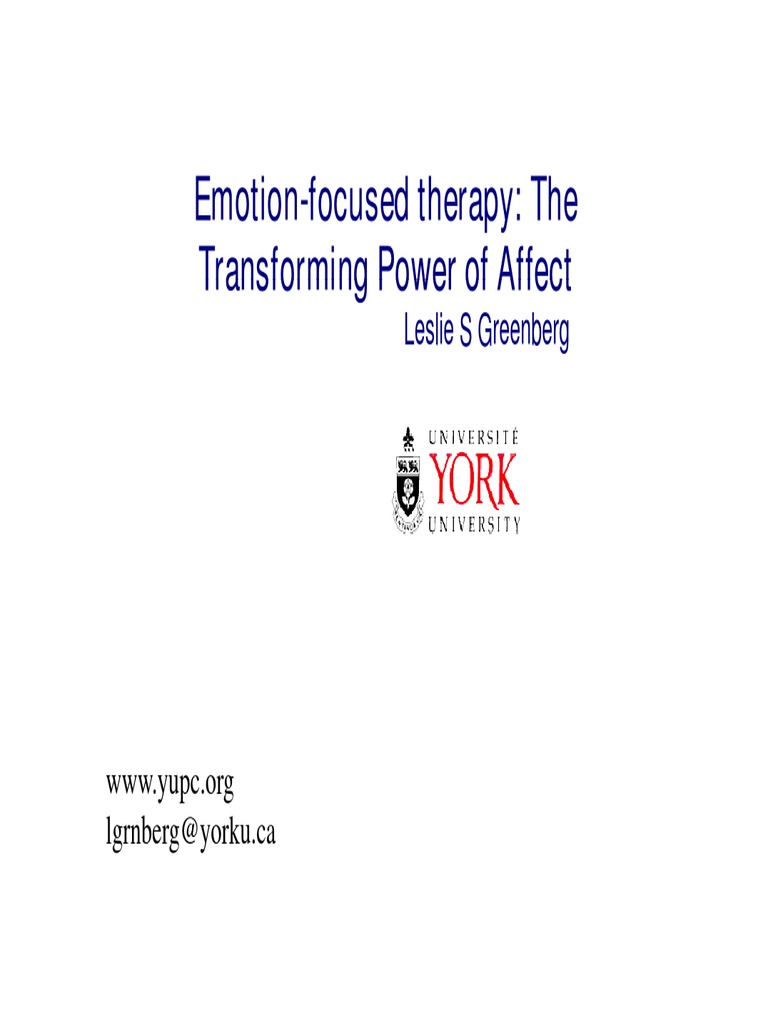 Greenberg - Emotion Focused Therapy (Comunicação) PDF | PDF ...