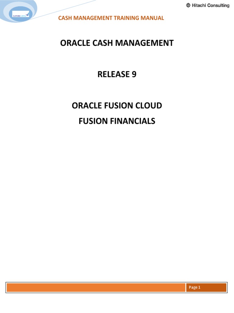 Oracle Fusion Cash Management Guide | PDF | System Software | Banks