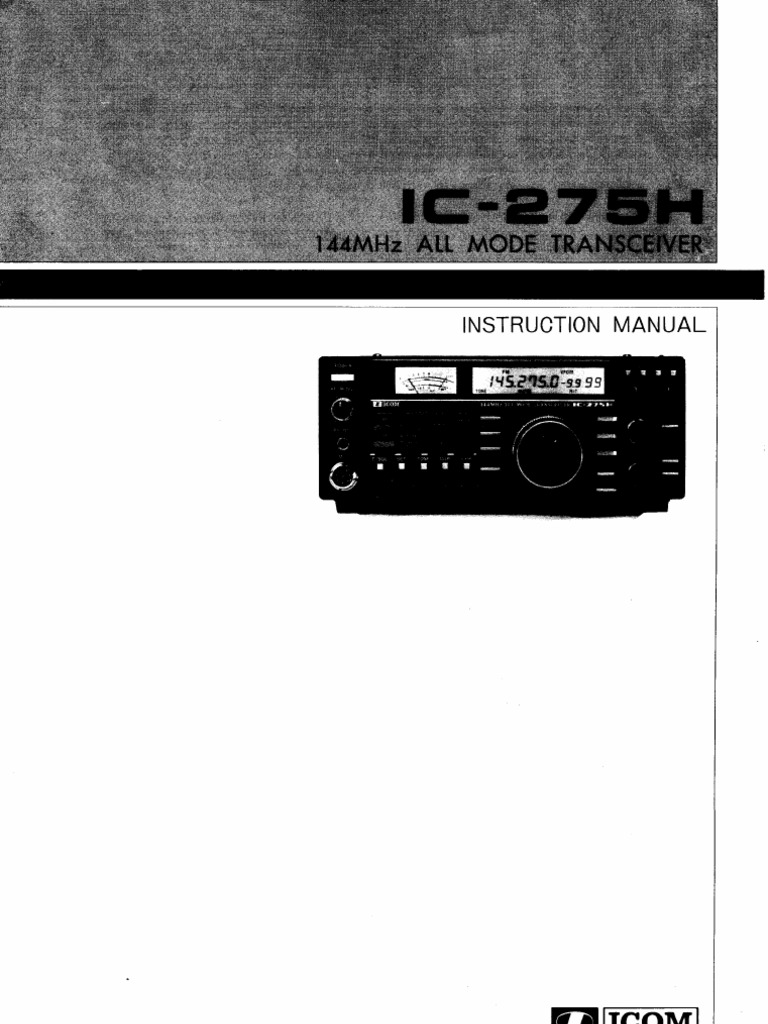 Icom IC-275H Instruction Manual | PDF | Radio | Electrical Engineering