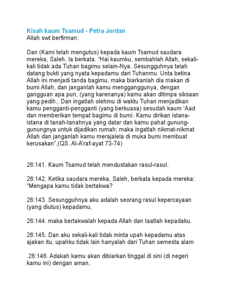 Kisah Kaum Tsamud | PDF