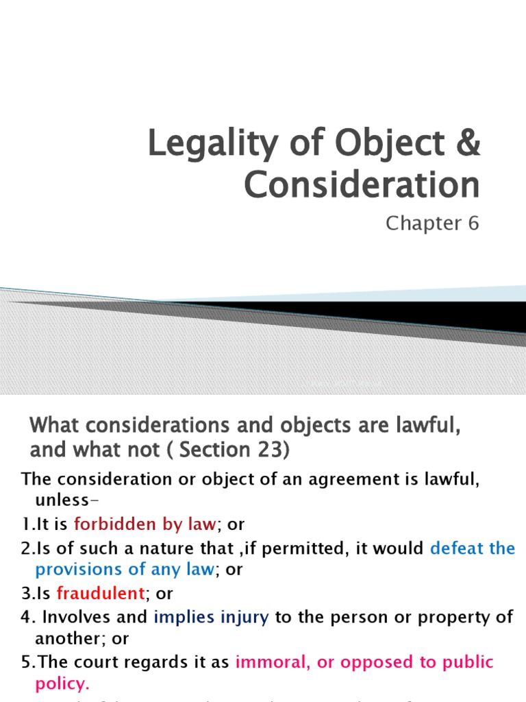 Legality of Object & Consideration | PDF | Public Policy Doctrine ...
