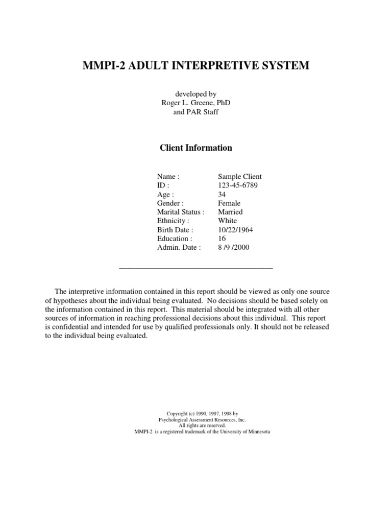 Mmpi 2 | PDF | Personality Disorder | Mental Disorder