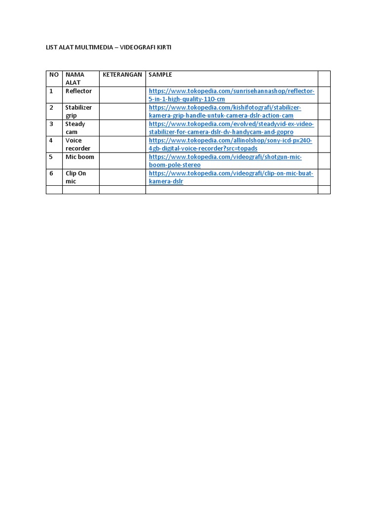 List Alat Multimedia | PDF | Technology & Engineering