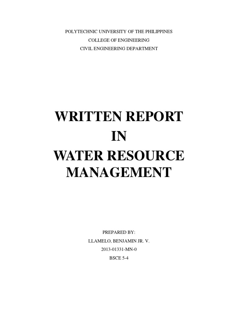 Written Report IN Water Resource Management | PDF | Drinking Water ...