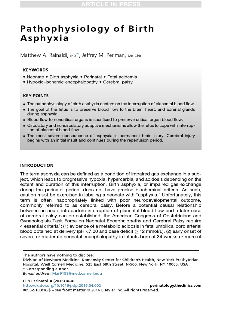 Pathophysiology of Birth Asphyxia | PDF | Fetus | Placenta