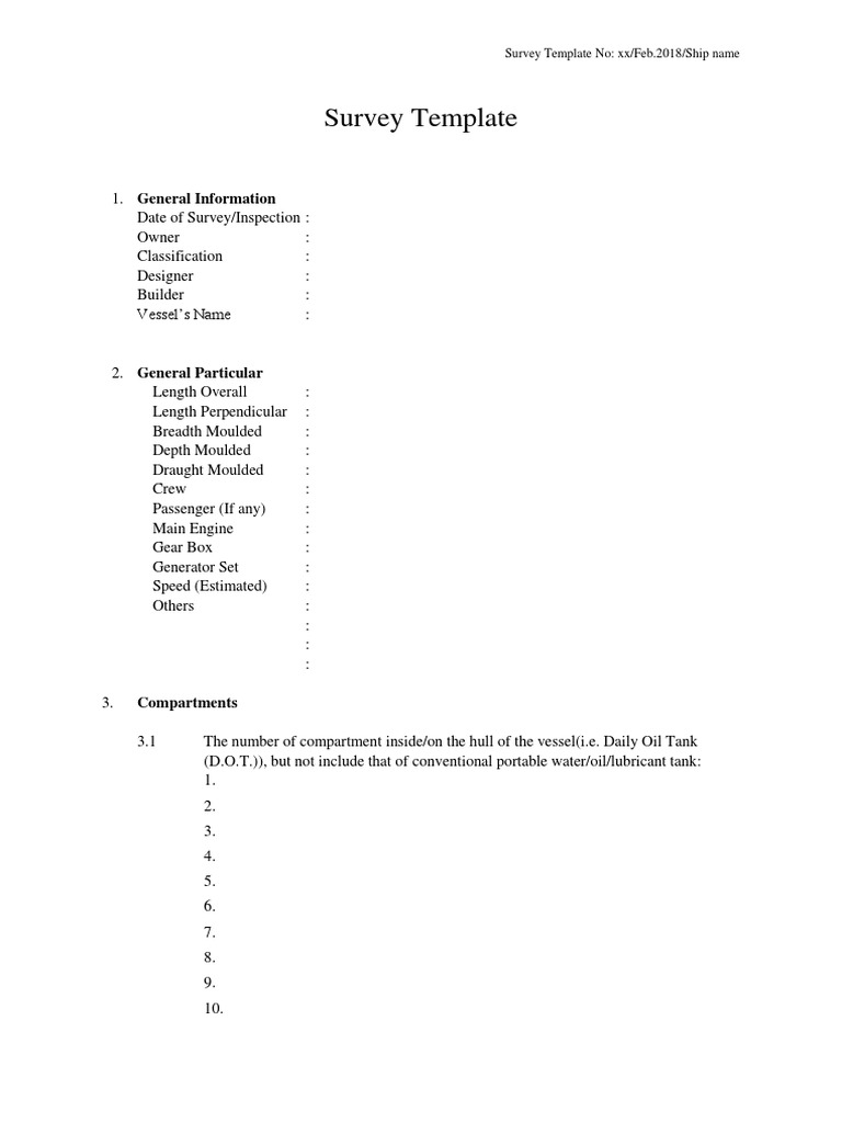 Survey Template | PDF | Deck (Ship) | Hull (Watercraft)