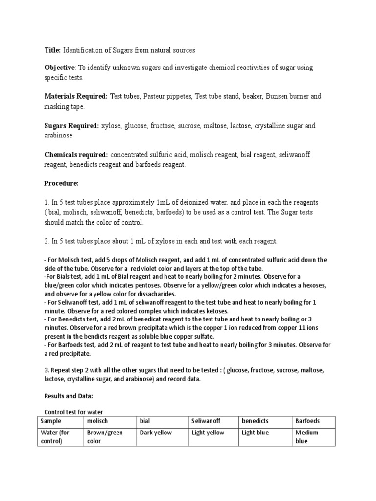 Identification of Sugars From Natural Sources | PDF | Carbohydrates | Sugar
