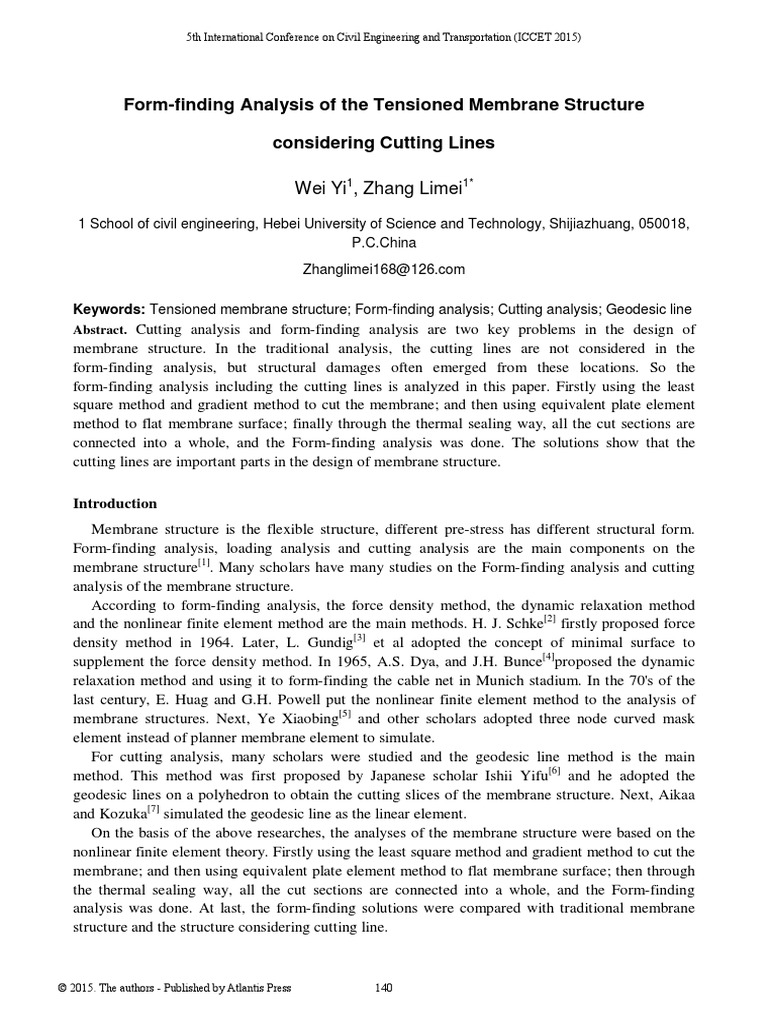 Form-Finding Analysis of The Tensioned Membrane Structure Considering ...