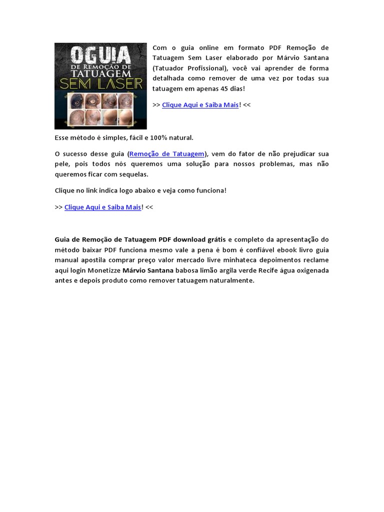 Guia De Remoção De Tatuagem Pdf Download Gratis Pdf