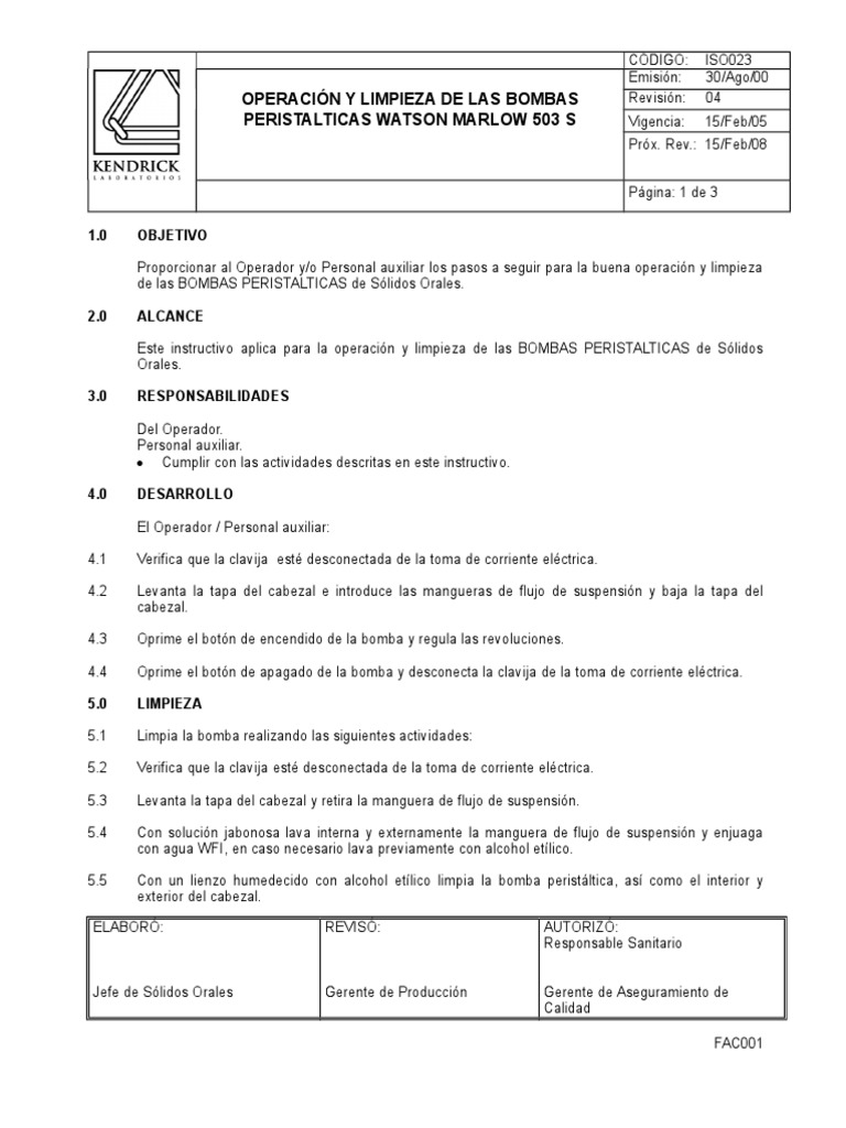 Op y Limpieza de La Bombas Peristálticas Watson Marlow | PDF | Software | Informática y ...