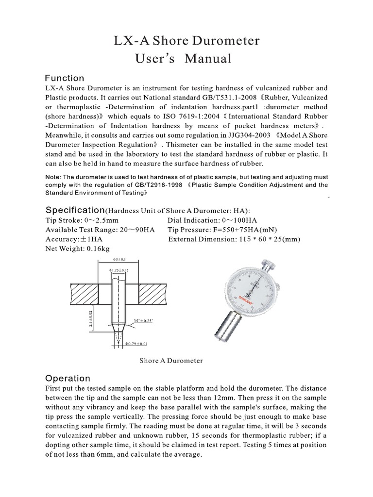 Durometer Hardness LX-A | PDF