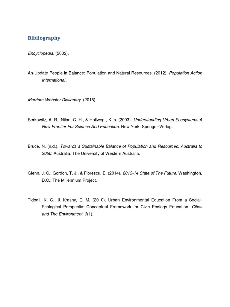 Bibliography on Population and Resources | PDF | Science & Mathematics ...