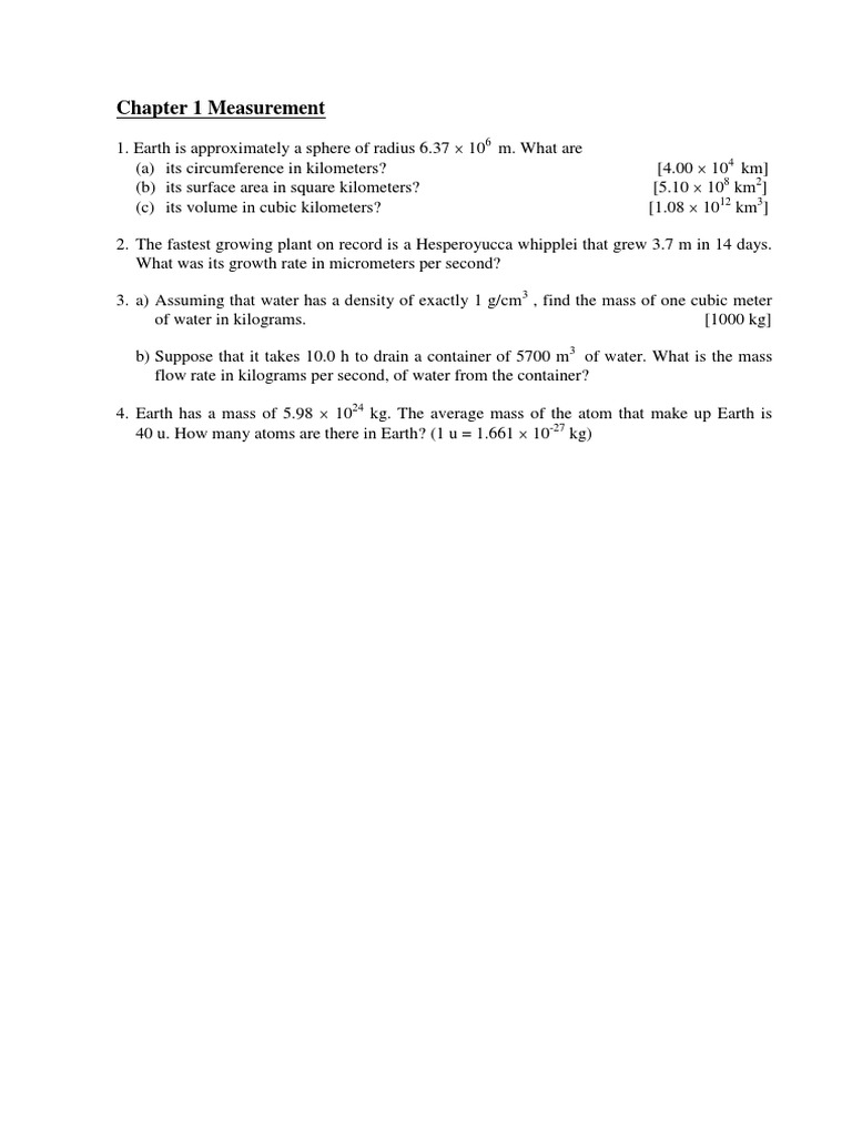 Examples - Chapter 1 | PDF | Kilogram | Density