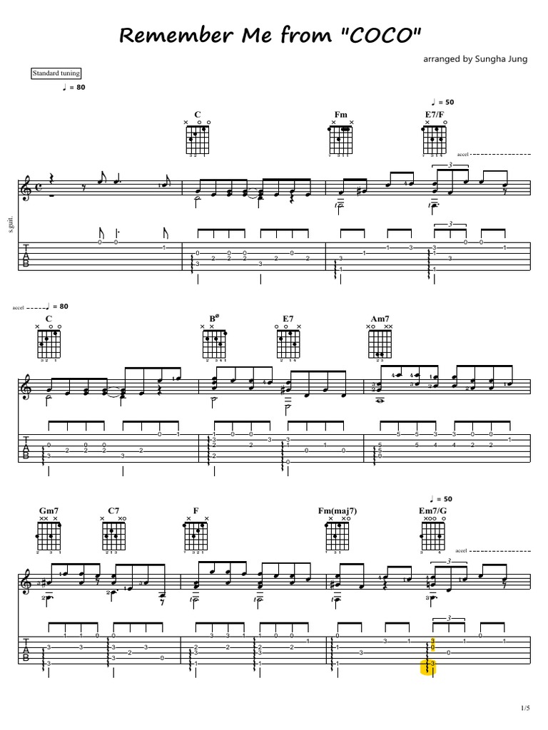 Remember Me From "COCO": Arranged by Sungha Jung | PDF