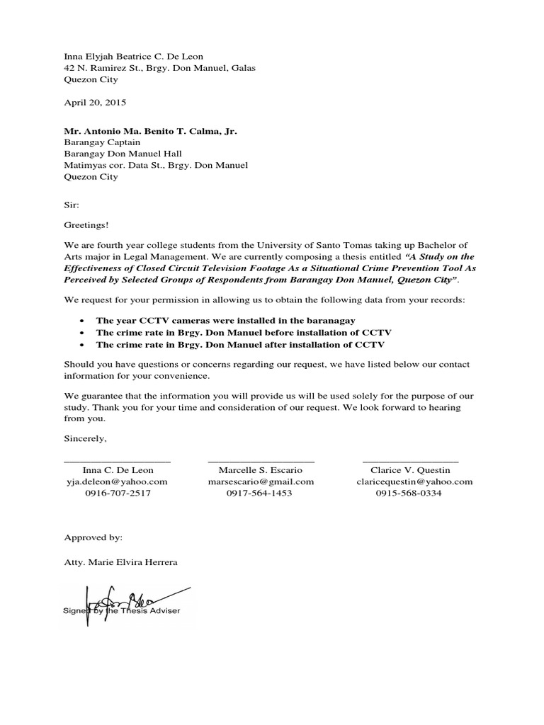 Barangay Letter | PDF | Closed Circuit Television | National Security