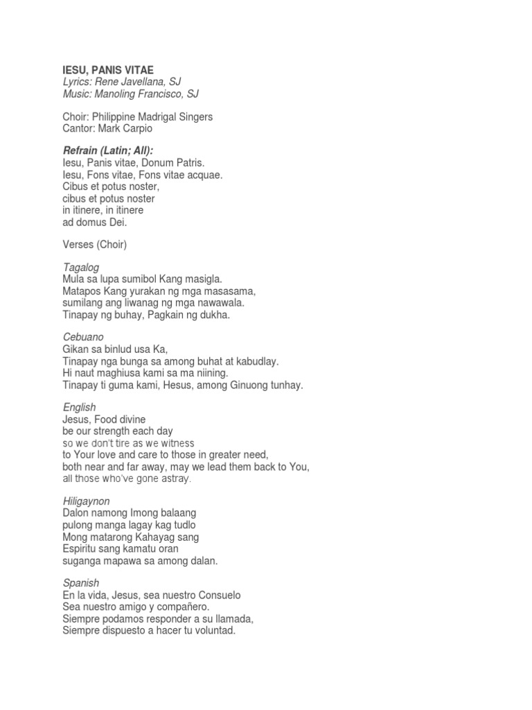 Iesu, Panis Vitae Lyrics | PDF