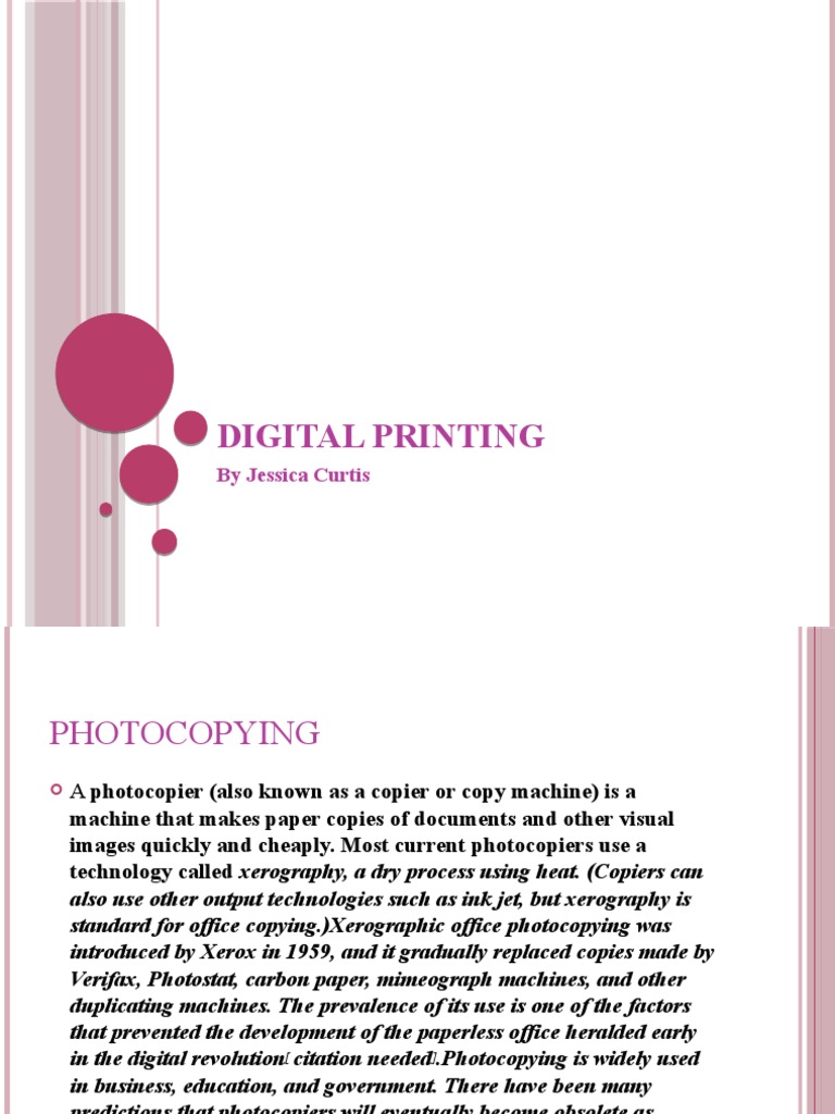 Digital Printing: by Jessica Curtis | PDF | Photocopier | Printer ...