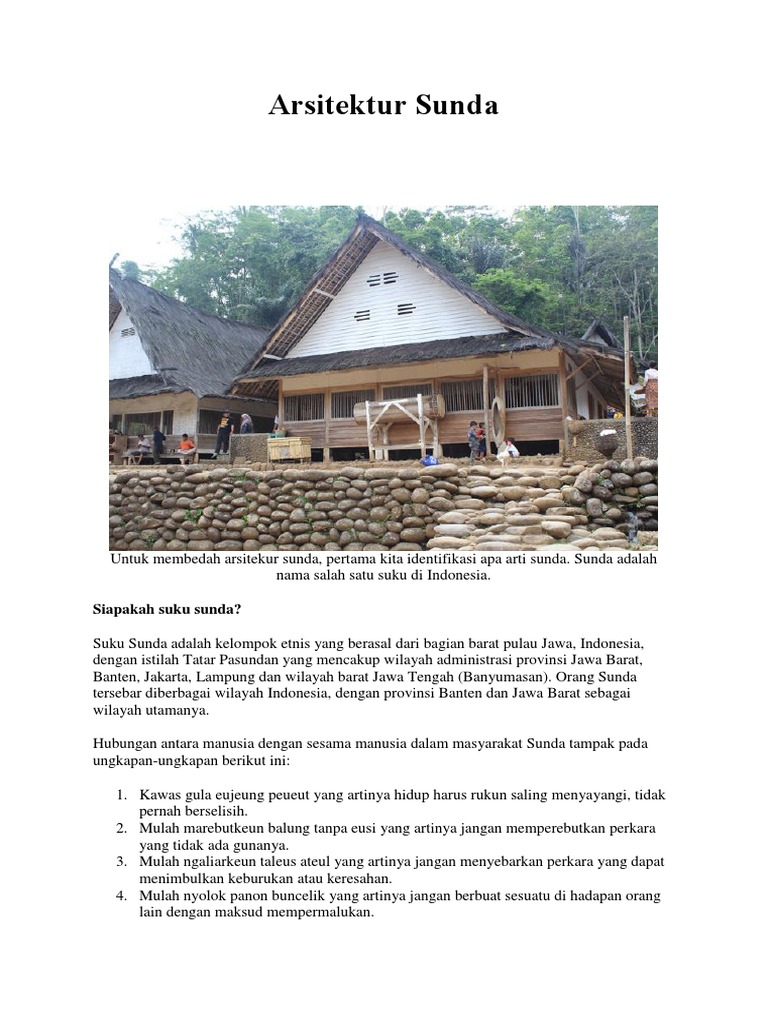 Arsitektur Tradisional Sunda dan Filosofinya | PDF | Kajian Bahasa Asing
