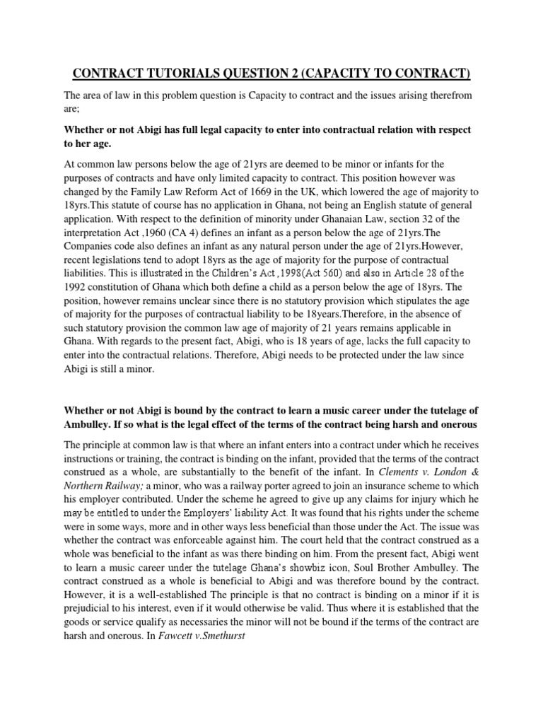 Contract Tutorials Question 2 | PDF | Common Law | Justice