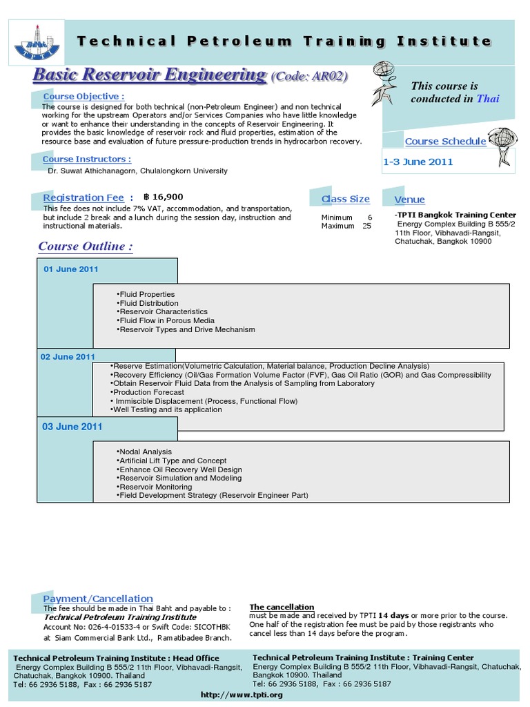 Basic Reservoir Engineering: Technical Petroleum Training Institute | PDF | Petroleum Reservoir ...