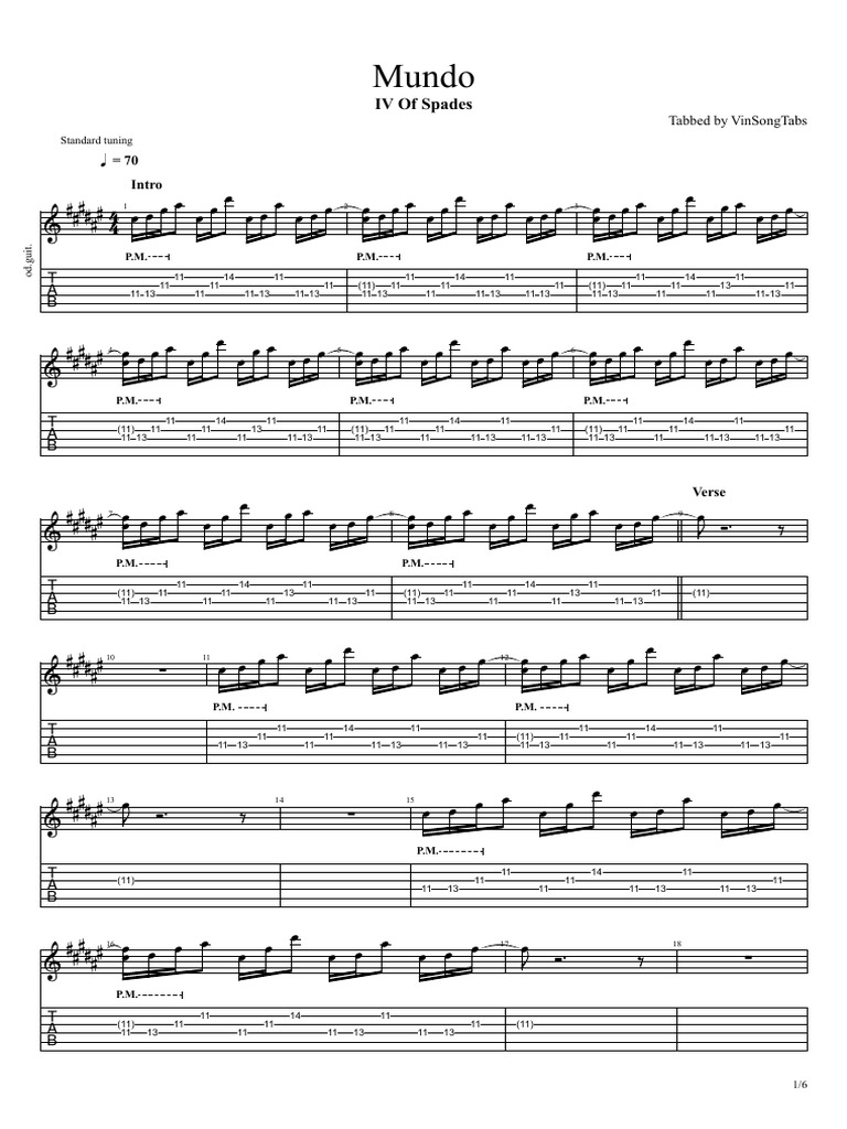 Mundo - IV of Spades (Lead Guitar) | PDF | Rock Songs | Rock Music