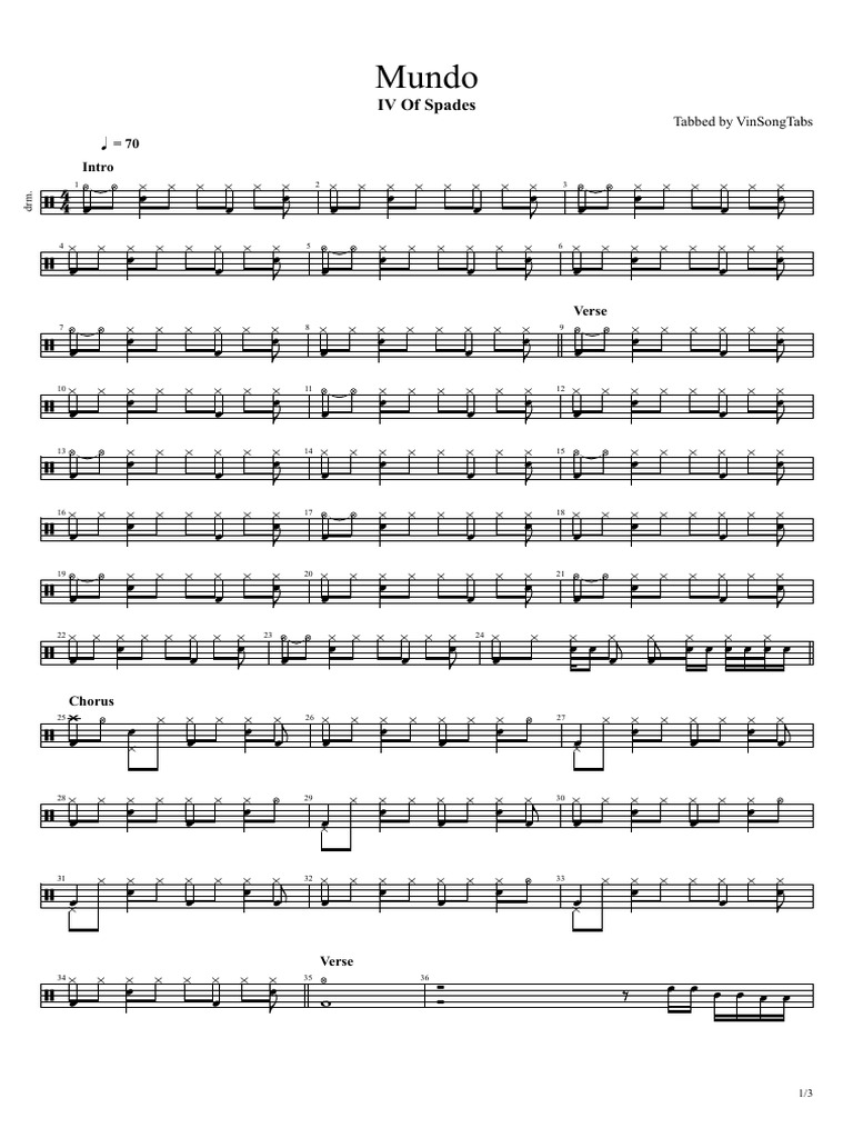 Mundo - IV of Spades (Drums) | PDF | Musical Compositions | Songs