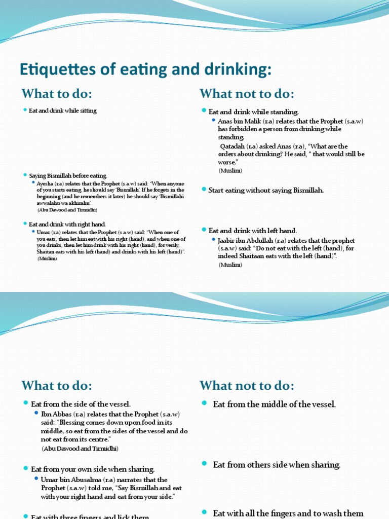 Manners of Eating and Drinking | PDF | Muhammad | Abrahamic Religions
