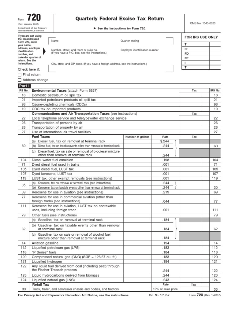 Quarterly Federal Excise Tax Return: For Irs Use Only | PDF | Natural ...