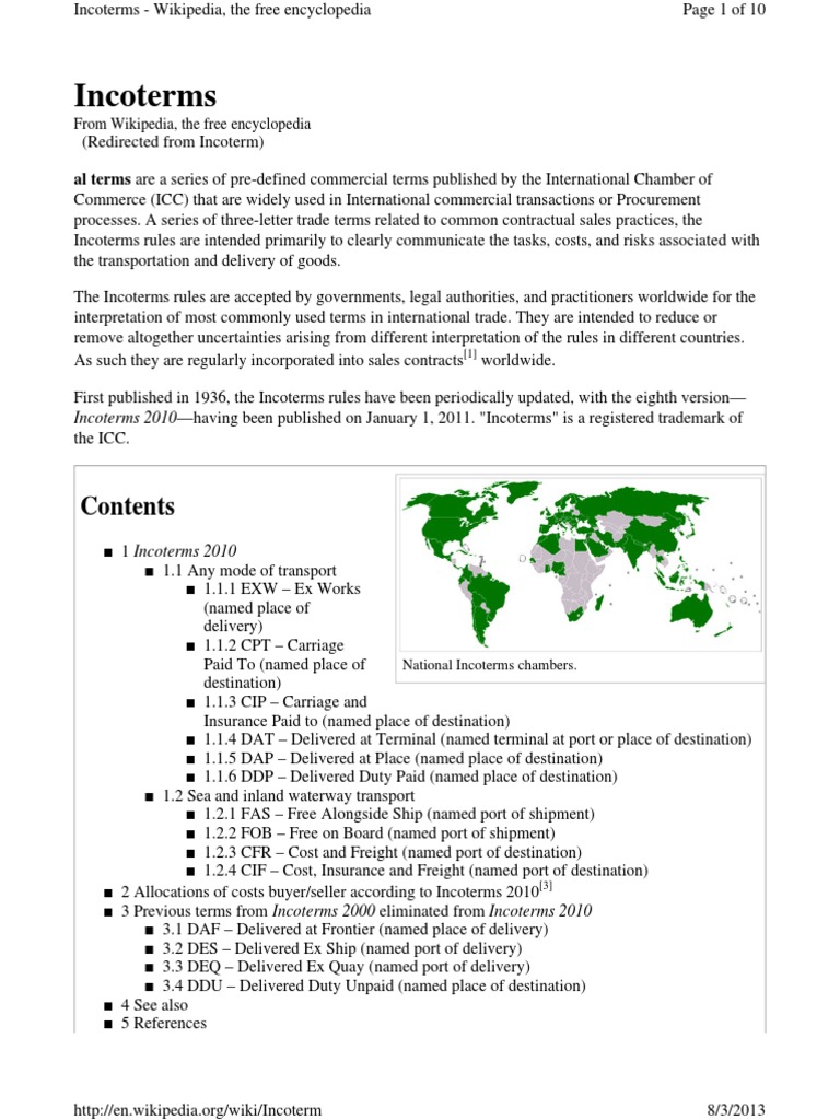 Incoterms: Al Terms Are A Series of Pre-Defined Commercial Terms ...