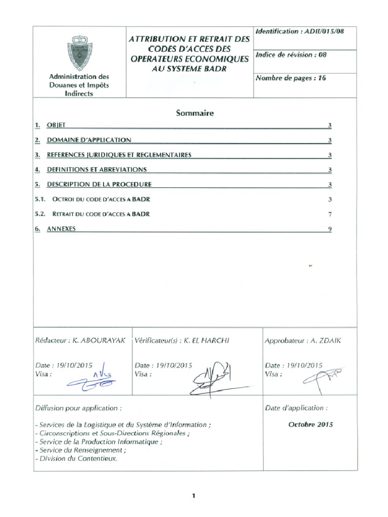 Procédure d'Accès au Système BADR | PDF | Informatique | Lettre recommandée
