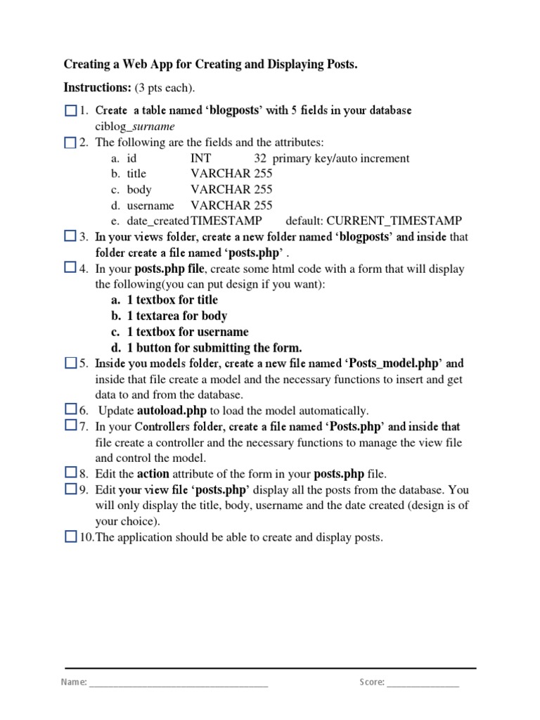 Creating A Web App For Creating And Displaying Posts Pdf
