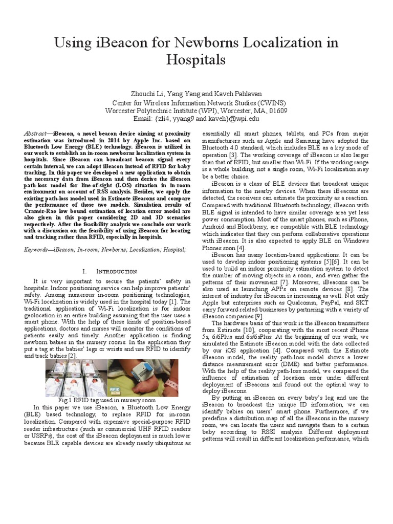 Using Ibeacon For Newborns Localization in Hospitals | PDF | Wi Fi ...