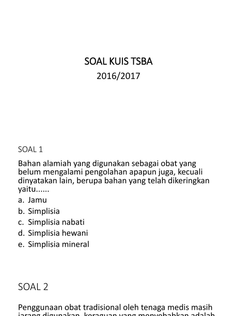 Soal Kuis Tsba | PDF