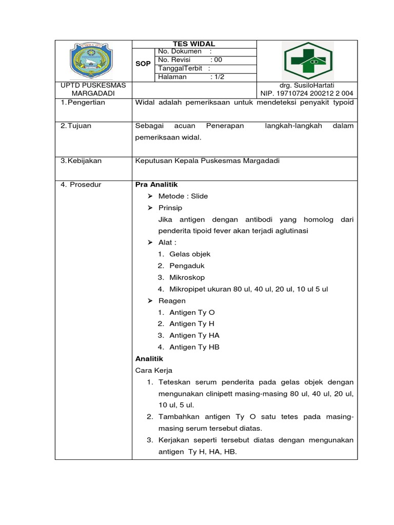 Interpretasi Hasil Tes Widal | PDF