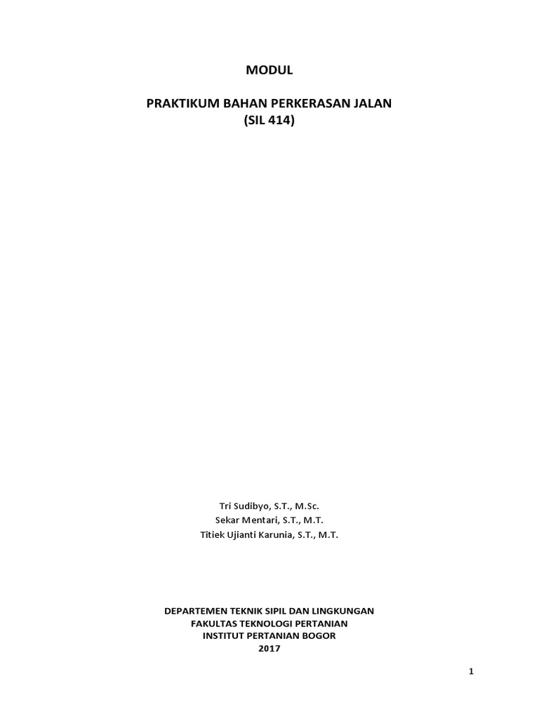 Draft Modul Praktikum Bahan Perkerasan Jalan | PDF | Teknologi & Rekayasa