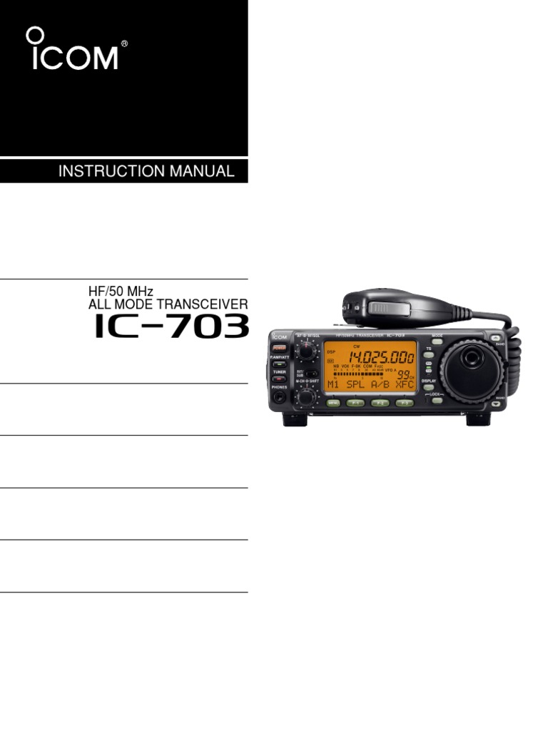 Icom IC-703 Instruction Manual | PDF | Electromagnetic Interference ...