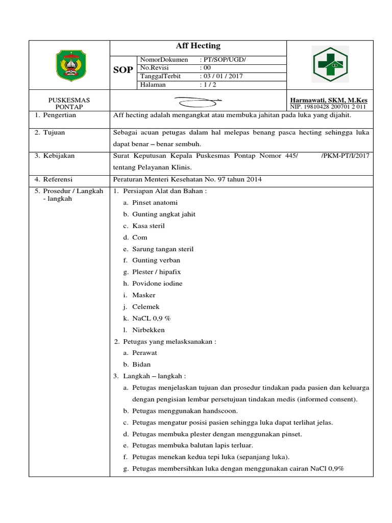 Prosedur Aff Hecting di Puskesmas Pontap | PDF