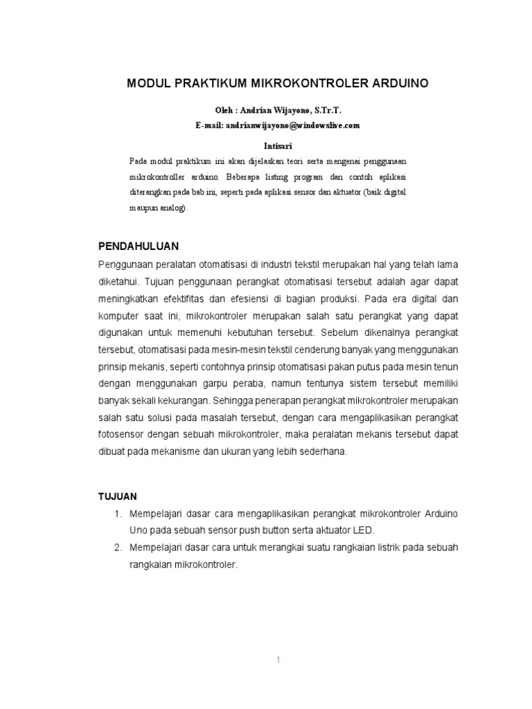 Modul Praktikum Mikrokontroler Arduino | PDF | Seni | Teknologi & Rekayasa