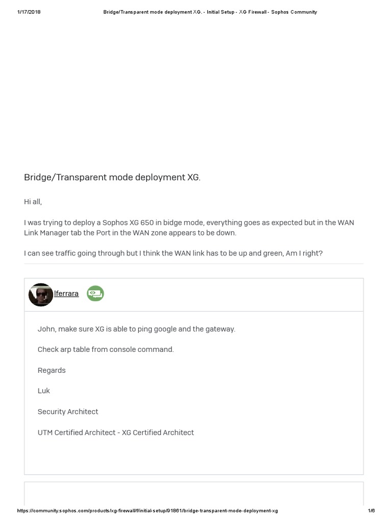 Bridge - Transparent Mode Deployment XG | PDF | Firewall (Computing ...