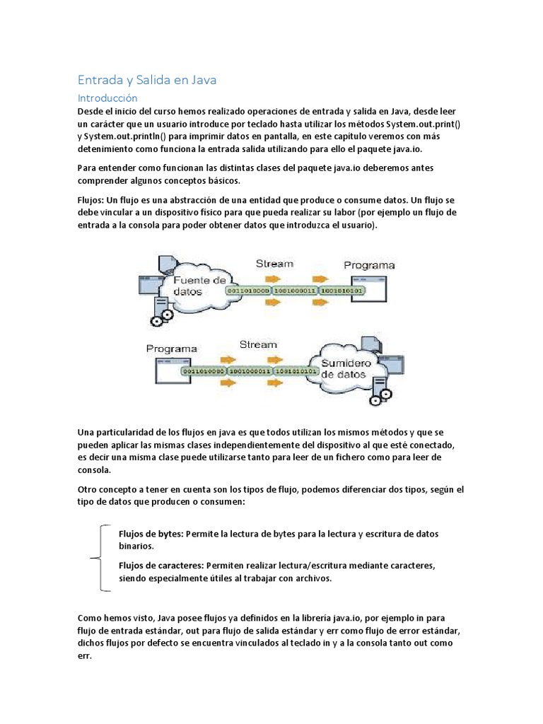 Entrada Salida en Java | PDF | Archivo de computadora | Java (lenguaje de programación)