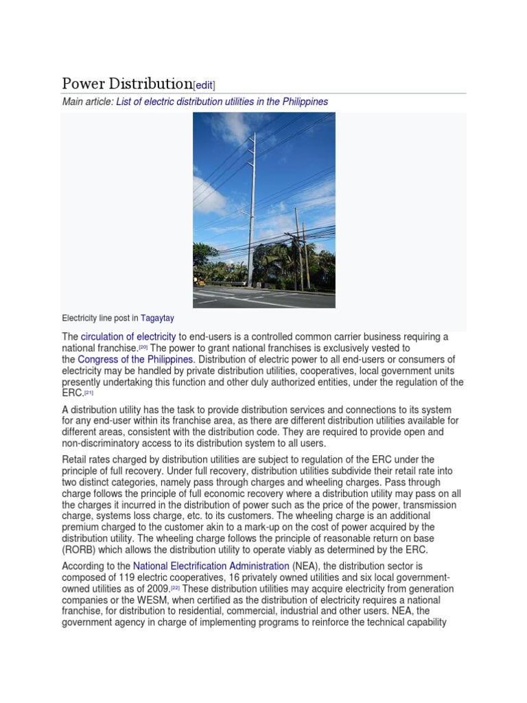 Electric Distribution Utilities in the Philippines | PDF | Electric ...