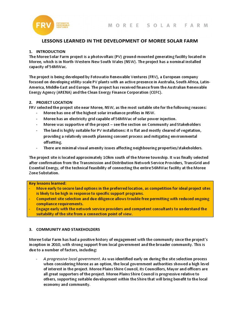 Moree Solar Farm | PDF | Photovoltaics | Solar Power