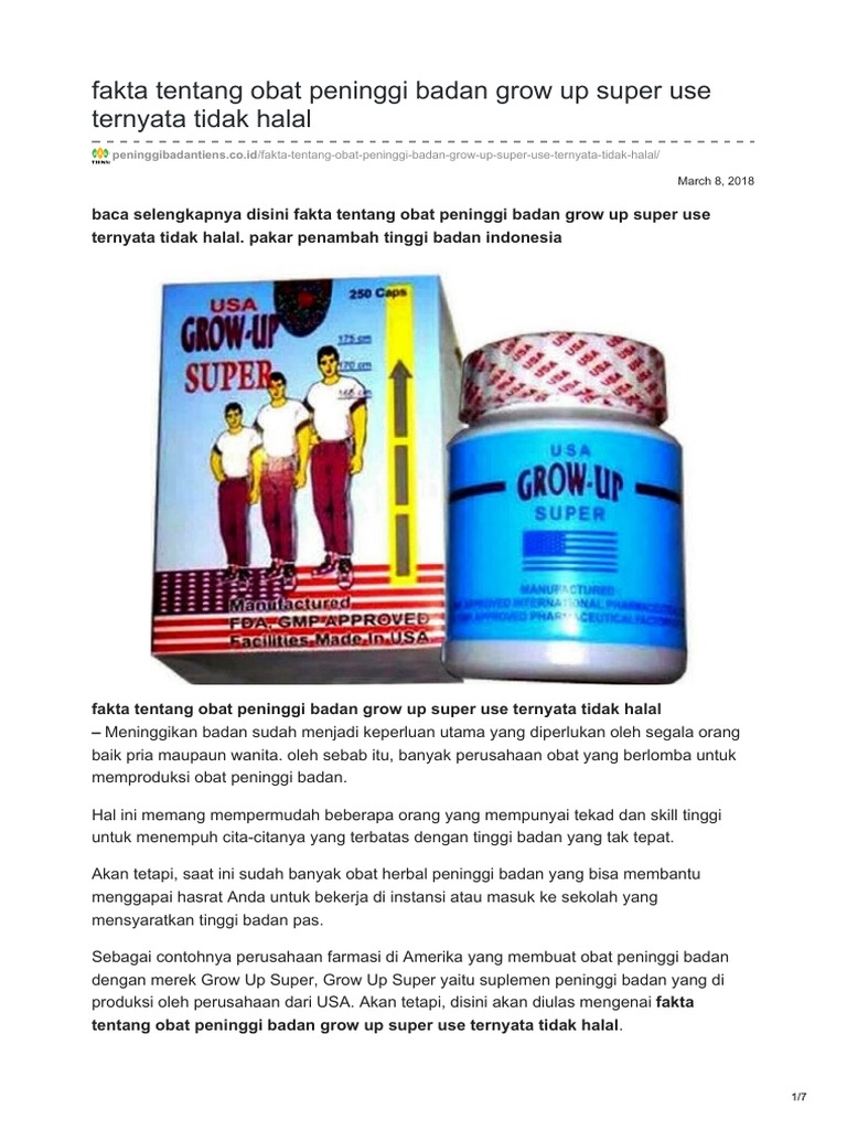 Fakta Obat Peninggi Badan Grow Up Super | PDF | Pengembangan Diri ...