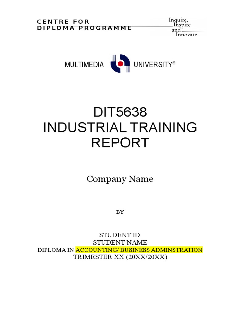 Report Cover Page and Template - DIA - DBA | PDF | Internship | Job Hunting
