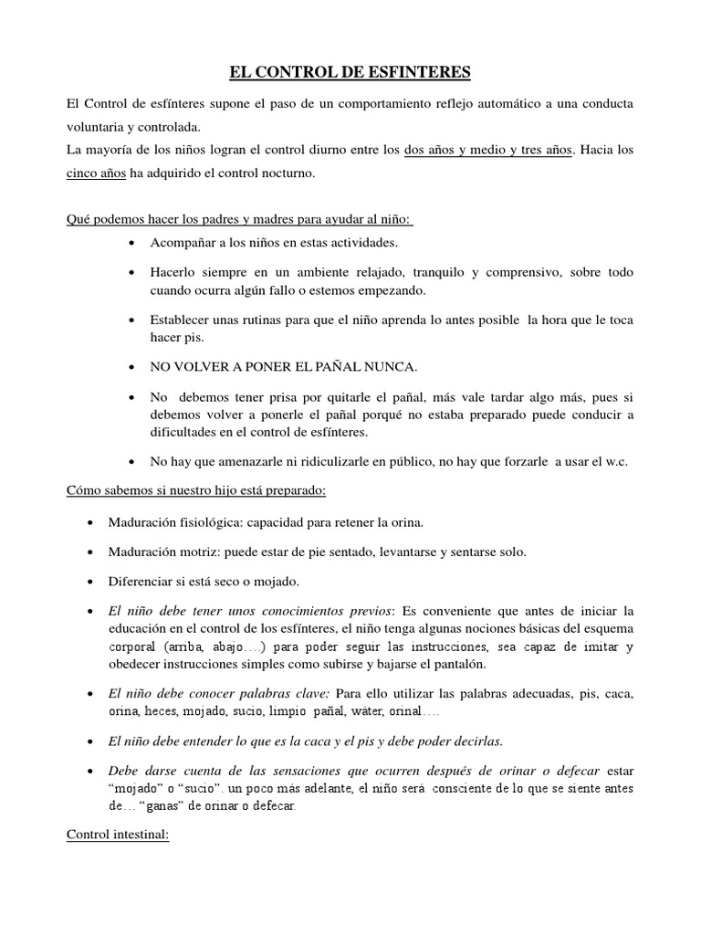 Control de Esfinteres | PDF | Sicología