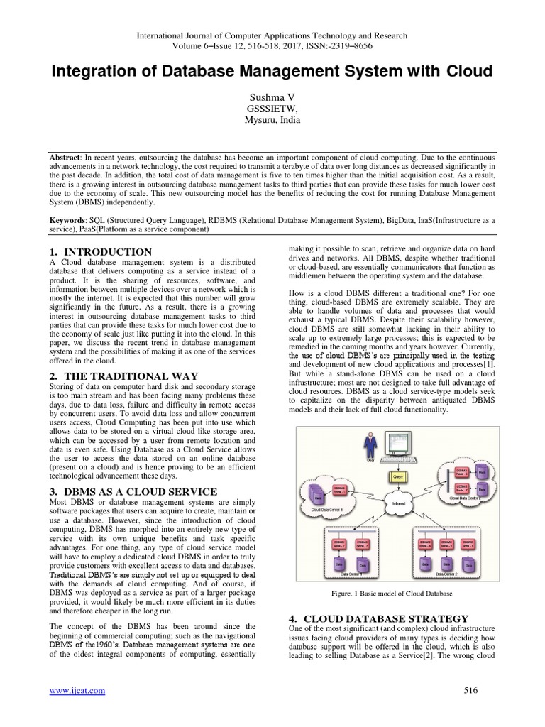 Cloud-Based DBMS Integration | PDF | Databases | Cloud Computing