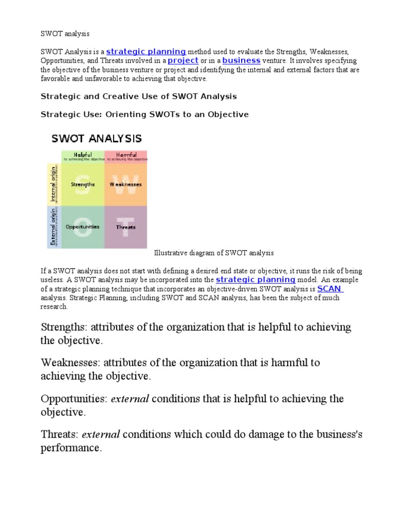 SWOT Analysis Theory | PDF | Swot Analysis | Business