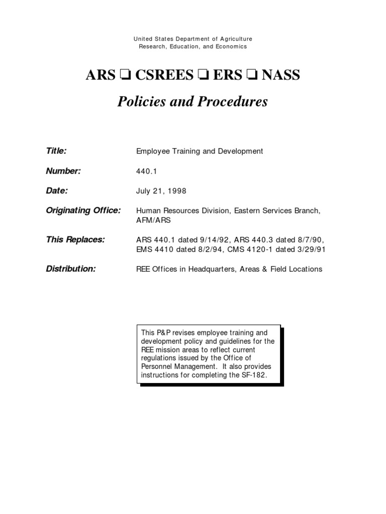 Ars Csrees Ers Nass: Policies and Procedures | PDF | Business