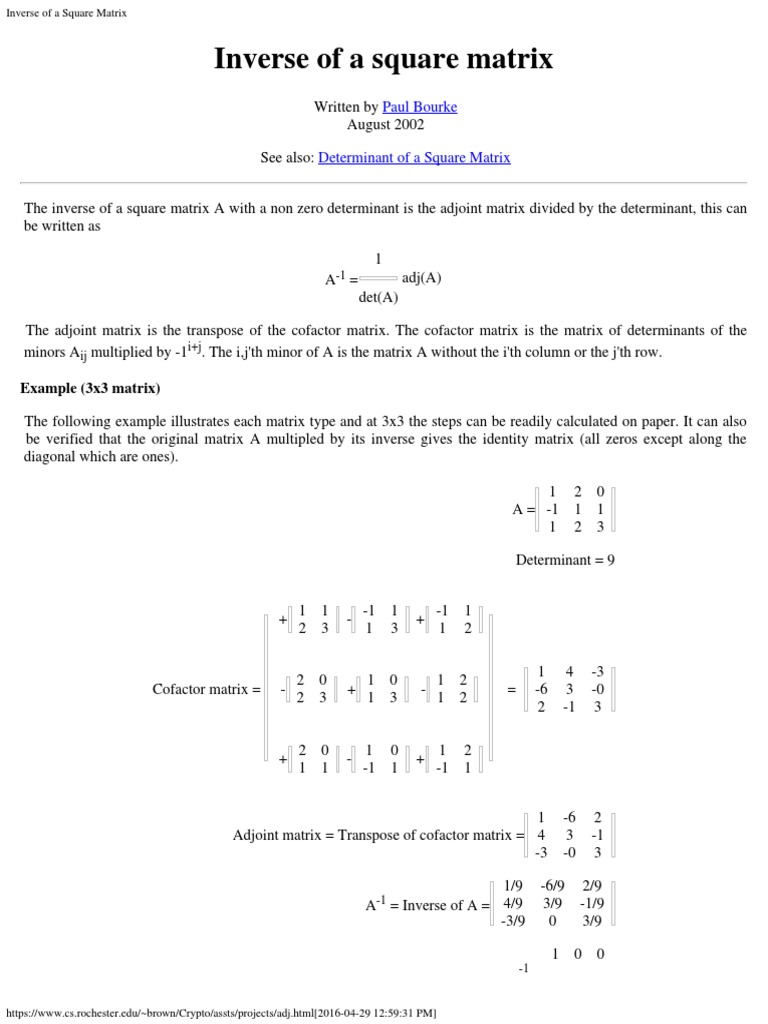 Matrix Inversion for Math Enthusiasts | PDF | Determinant | Matrix ...